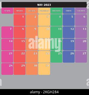 May 2023 Planner Calendar big editable space color day Stock Vector ...