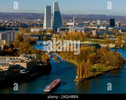 Switzerland, Basel, the Roche Towers, the tallest in Switzerland ...