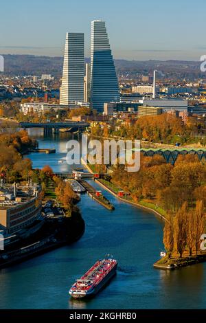 Switzerland, Basel, the Roche Towers, the tallest in Switzerland ...