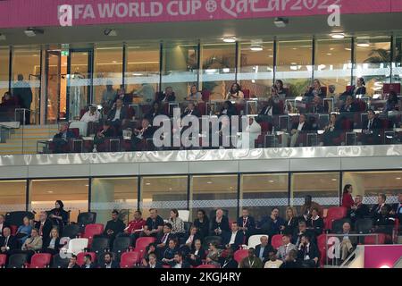 Sheikh Ahmad bin Ali al Thani, the Emir of Qatar seated during an ...