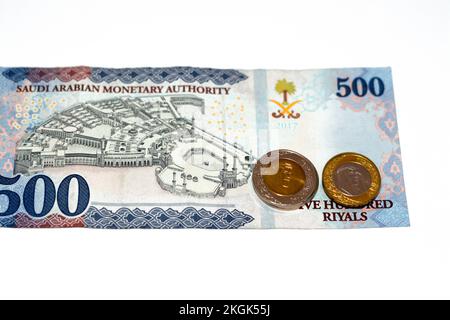 Reverse side of 500 SAR five hundred Saudi Arabia riyals cash money ...