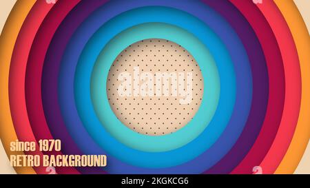 Abstract 1970's colorful perforation background with circles element ...