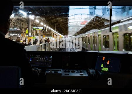 Japanese passengers on the JR Yamanote line in Tokyo, Japan Stock Photo ...