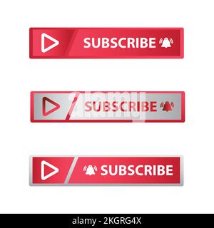 Red and ash Subscribe Button in Flat Style rectangle Vector Illustration, Simple rectangle ...