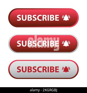 Red and ash Subscribe Button in Flat Style rectangle Vector Illustration, Simple rectangle ...