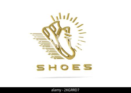 Golden 3d shoes store icon isolated on white background - 3d render ...