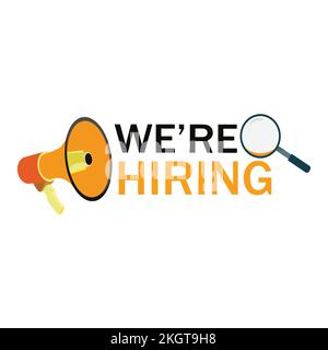 We are hiring vector with black and white font design on white ...