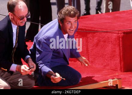 Mel Gibson hand and footprints ceremony on August 23, 1993 at the Mann ...
