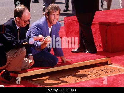 Mel Gibson hand and footprints ceremony on August 23, 1993 at the Mann ...