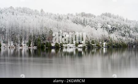 Simon Lake/ Junction Creek and early snow, Greater Sudbury, Ontario ...