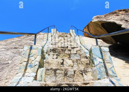Steps carved into rock formation in Ilfracombe Devon Stock Photo - Alamy