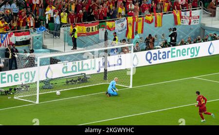 Ferran TORRES scores from the penalty during the FIFA 2022 World Cup ...