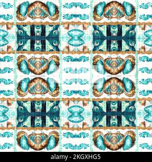 Teal beach house coastal style patchwork pattern tile. Modern nantucket ...
