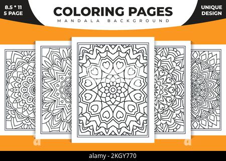 Mandala coloring pages set KDP interior. Mandala line art in vintage ...