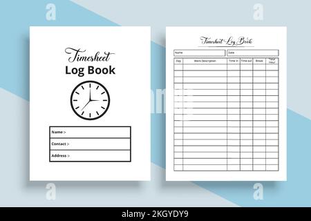 Timesheet notebook template KDP interior. Office schedule organizer ...