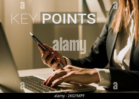 Text caption presenting Key Points. Concept meaning most important ...