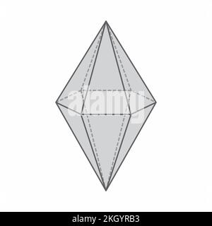 Hexagonal bipyramid, geometric shape isolated on white background Stock ...
