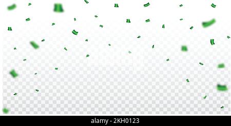 Green confetti and tinsel falling illustration on transparent ...