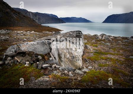Inuit grave, Kvanefjord, Sermersooq (Place of Much Ice), Greenland ...