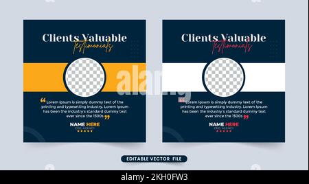 Creative client testimonial and review section design with dark ...