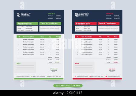 Creative minimal invoice and billing paper template vector. Payment ...