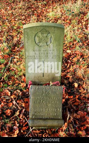 The grave of World War One Rifleman, V.J. Strudwick is memorialized ...