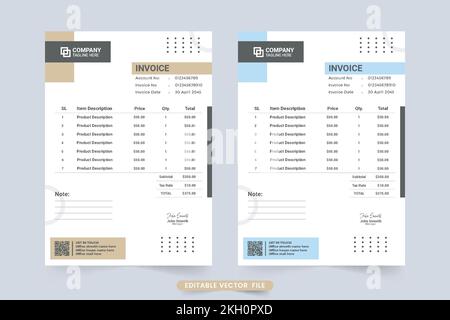 Minimal invoice template and billing section vector. Modern business ...