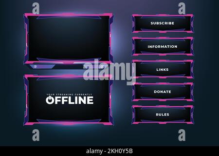 Girly screen overlay vector with pink and dark colors. Gaming screen ...