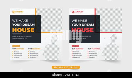Corporate construction and handyman service promotional template layout ...