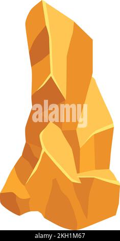 Gold rock boulder. Natural shape golden stone. vector illustration ...