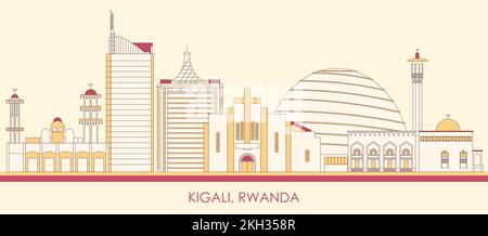 Outline Skyline panorama of city of Kigali, Rwanda - vector ...