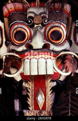 Balinese mythological demon queen Rangda during Barong ritual dance ...
