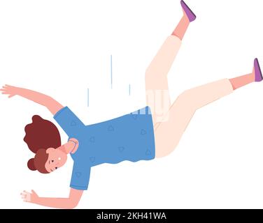 Scared woman falling down. Failure icon. Danger risk isolated on white ...