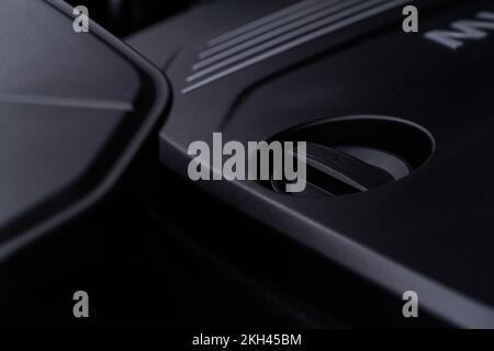 closeup engine oil cap in car engine Stock Photo - Alamy