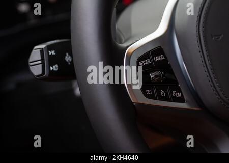 Cruise control switch closeup. Adaptive cruise control leaver. Cruise ...
