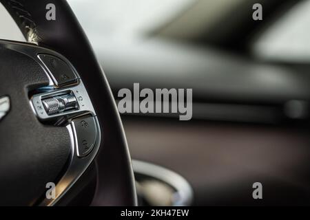 Cruise control switch closeup. Adaptive cruise control leaver. Cruise ...