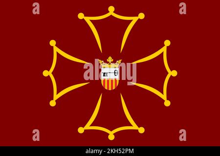 flag of Gallo-Romance peoples Aranese people at cloudy sky background ...