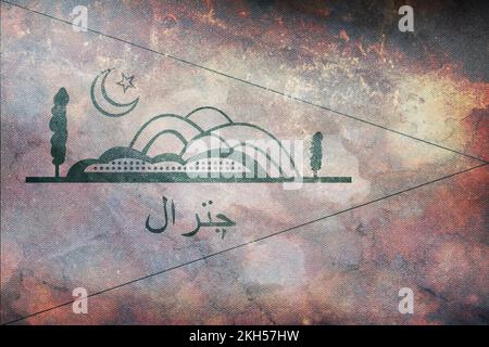 flag of Dardic peoples Kho people, Chitralis at cloudy sky background ...