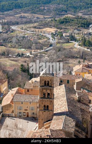 Moustiers-Sainte-Marie famous village at the bottom of a cliff, in ...