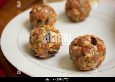 A close up of mooncake filling balls on a plate - concept of The Mid ...