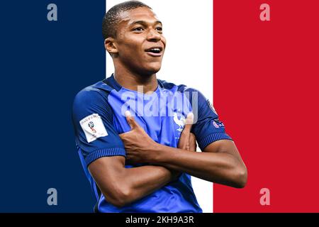Kylian Mbappé and flag of France Stock Photo - Alamy