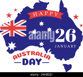 Happy Australia Day Observed Every Year on January 26th with Flags and Map to Diversity of ...