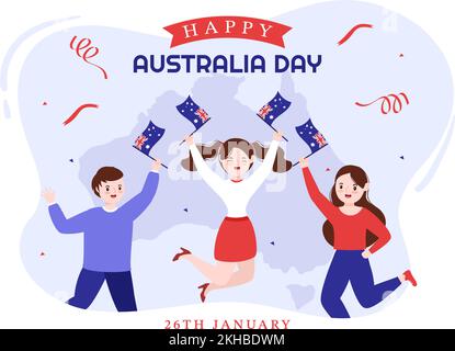Happy Australia Day Observed Every Year on January 26th with Flags and ...