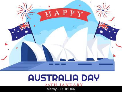 Happy Australia Day Observed Every Year on January 26th with Flags and Map to Diversity of ...