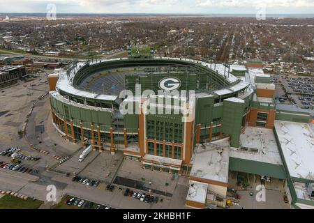 A general overall aerial view of Lambeau Field, Wednesday, Nov. 16 ...