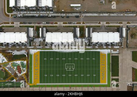 A general overall aerial view of the football fields at the Wasserman ...