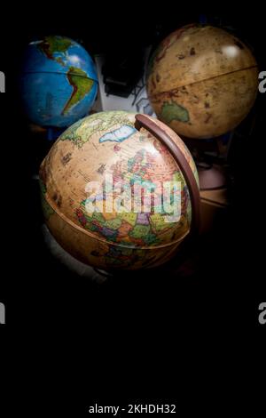 Little colorful model globe with maps on it Stock Photo - Alamy