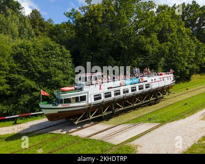 Canal boat, Oberland Canal, Warmia-Masuria, Elbing-Osterode Canal ...