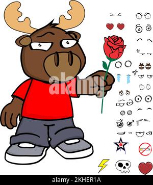 sad moose kid character cartoon expressions set in vector format Stock ...