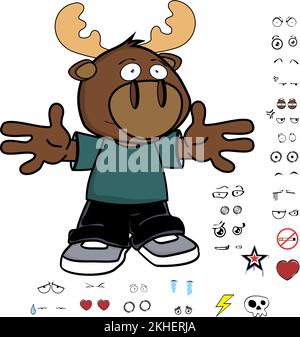 sad moose kid character cartoon expressions set in vector format Stock ...